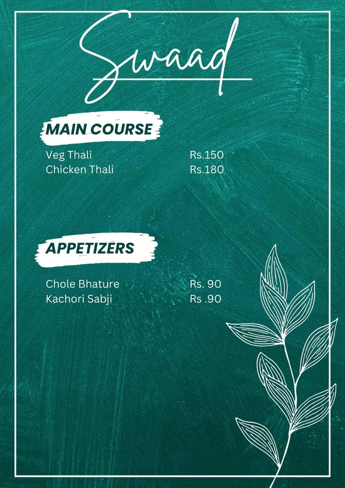 Menu of Swaad, Kalyan, Thane