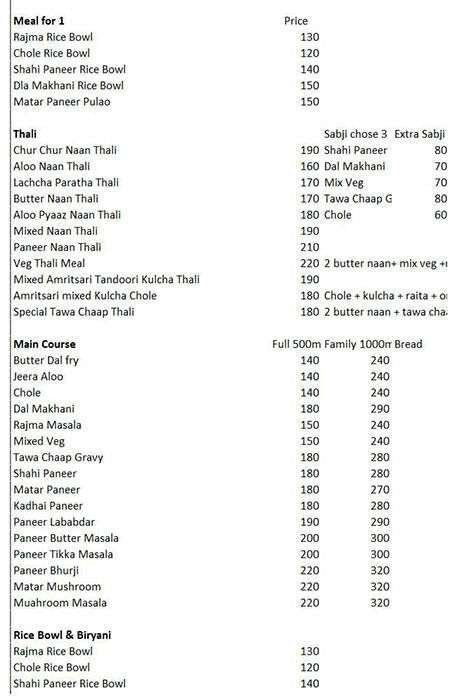 Menu of Radhe Chur Chur Naan Thali, Sector 12, Dwarka, New Delhi