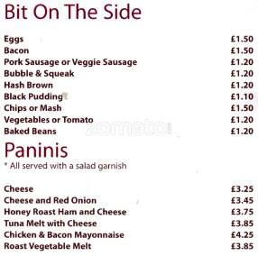 Menu at Mike's Kitchen cafe, London, 27 The Market/Wrythe La