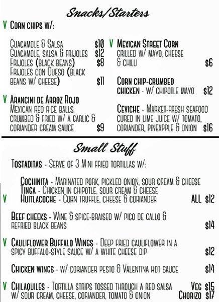 Menu at Mi Corazon Tequila Bar, Brunswick East