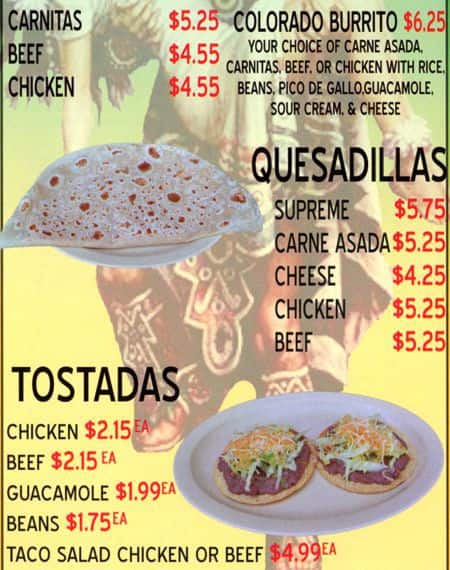 Menu at El Azteca Mexican Food restaurant, Thornton, E 120th Ave