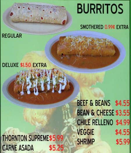 Menu at El Azteca Mexican Food restaurant, Thornton, E 120th Ave