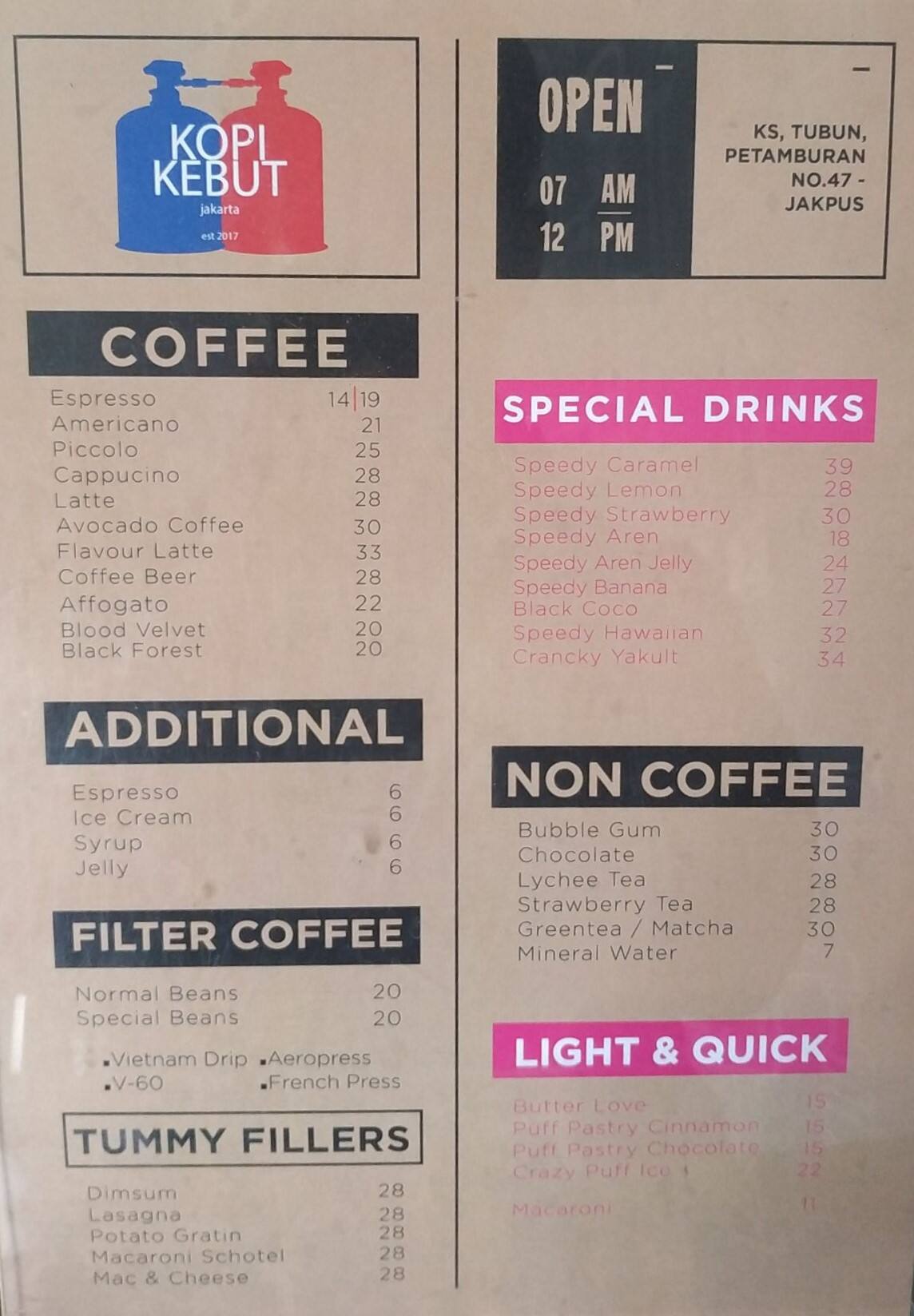 Kopi Kebut Nitro Bar Menu, Menu untuk Kopi Kebut Nitro Bar, Tanah Abang ...