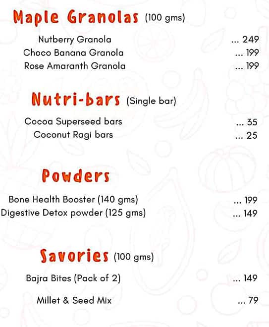 Menu of Mighty Millets, Swargate, Pune