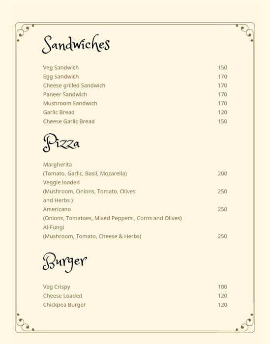 Menu at Om Shanti Shanti Cafe, Rishikesh