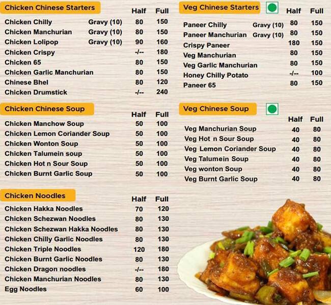 Menu of China Town, Kharghar, Navi Mumbai