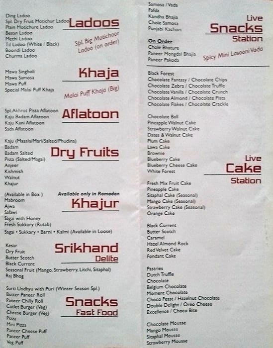 Menu at Ghaswala Dairy Fresh, Mumbai, 226