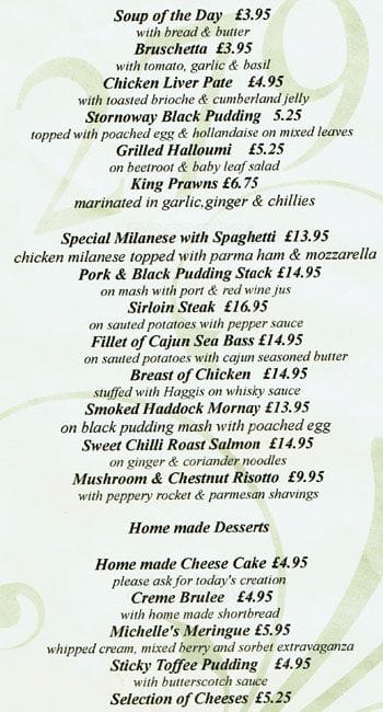 Menu at 279 Cafe Bistro, Glasgow
