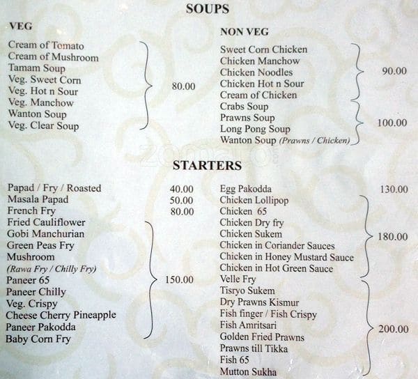 Ritz Classic a Goa: Foto del Menu con Prezzi - Zomato