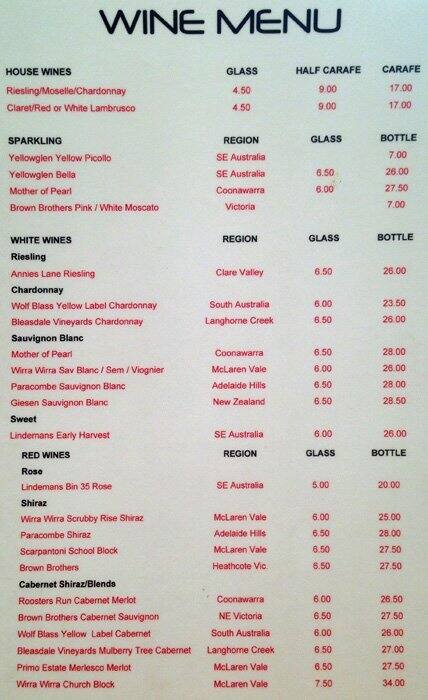 Menu at Grand North restaurant, Northfield