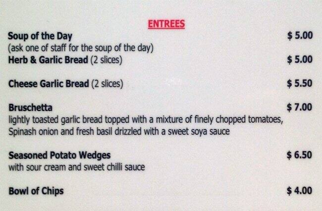 Menu at Grand North restaurant, Northfield