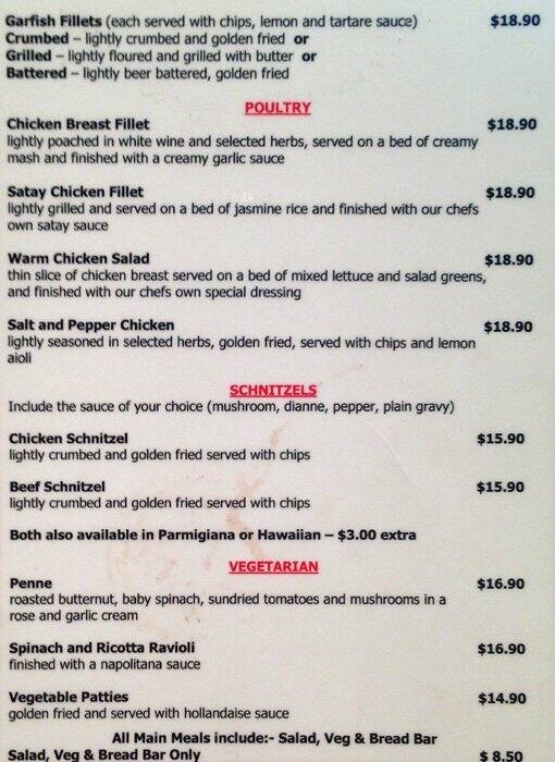 Menu at Grand North restaurant, Northfield