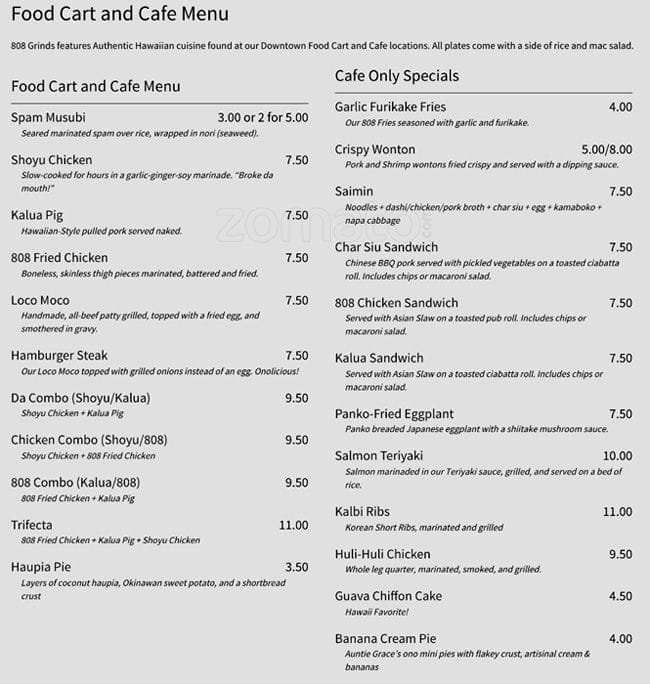 808 Grinds Menu, Menu for 808 Grinds, Cedar Mill/Northwest Heights ...
