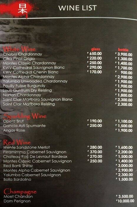 Menu at Azabu Sushi & Teppanyaki restaurant, Cebu City, JY Square Prestigio