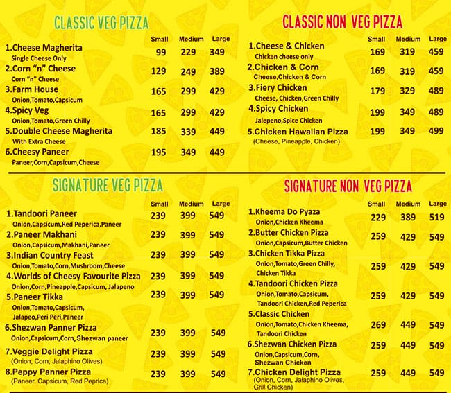 Menu of Worlds Cheesy Pizza, Bhosari, Pune