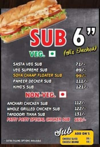 Menu at Fatty Patty, Noida