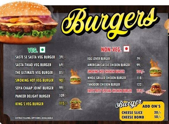 Menu at Fatty Patty, Noida