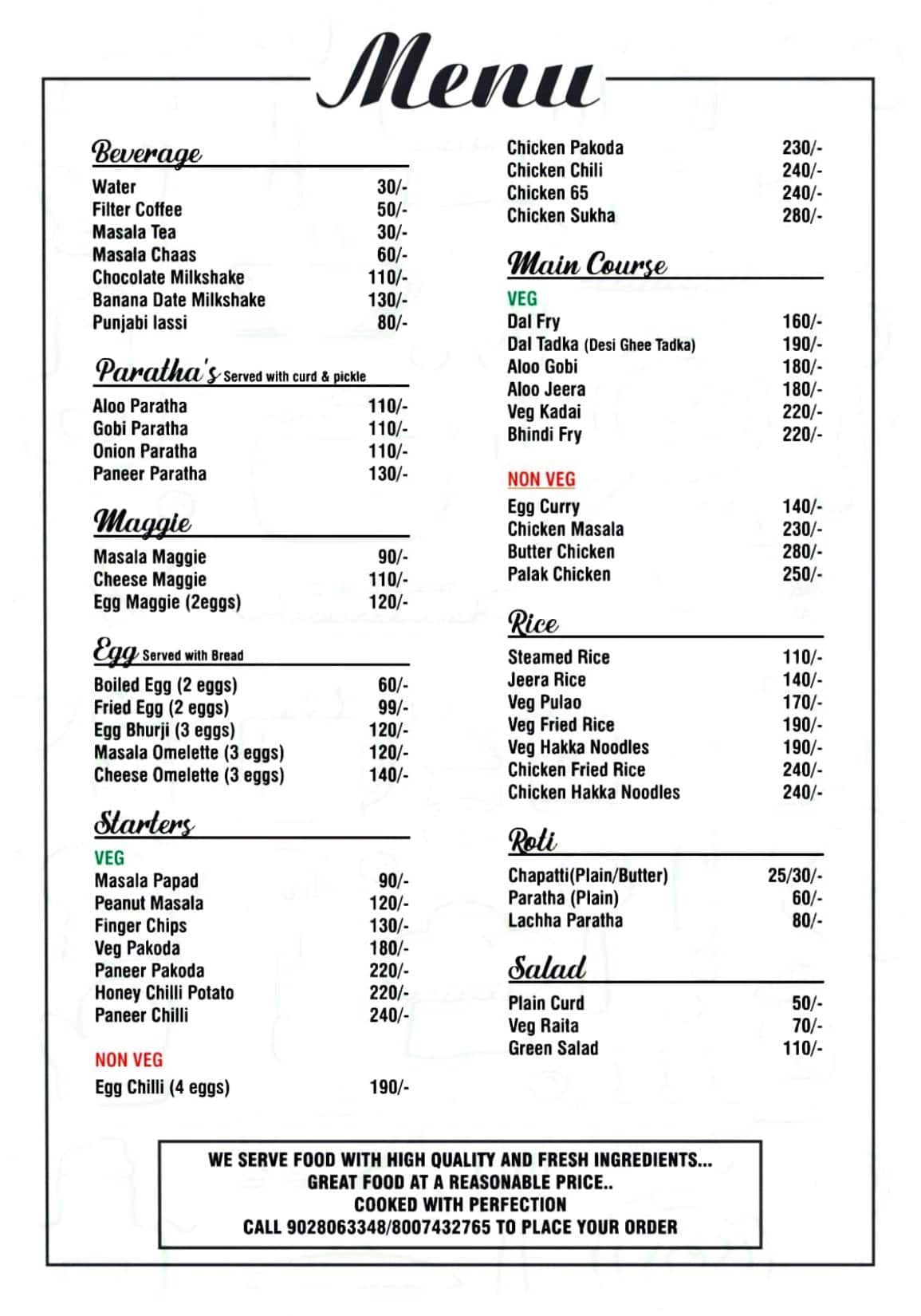 Menu of Paratha Hub - Pure Desi Ghee, Baga, Goa