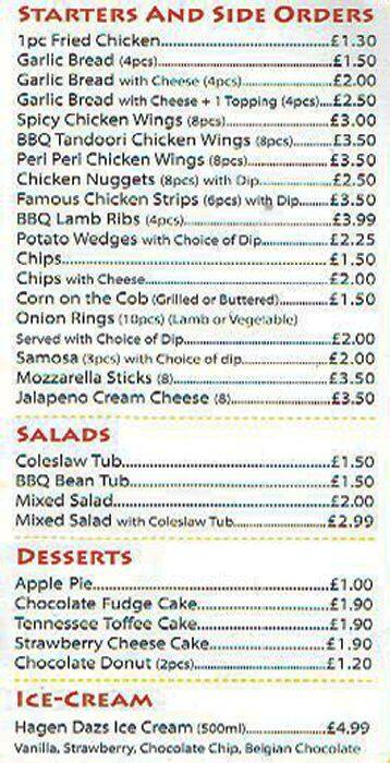 Menu at Famous Chicken N Pizza fast food, London, 11 Highbury Park