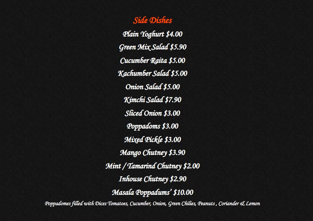 Menu at Indian Accent restaurant, Auckland, 71 Lunn Ave