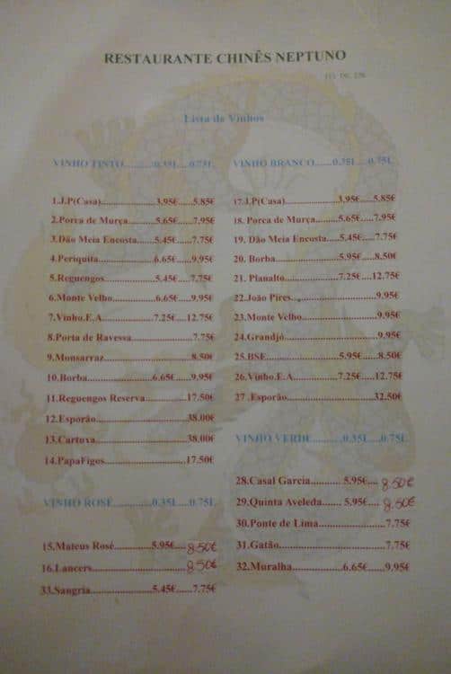 Menu em Neptuno restaurante, Lisboa, Shopping E Lazer Alvalaxia