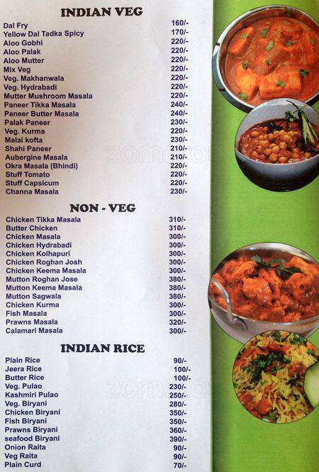 Menu at Sameer Bar, Canacona