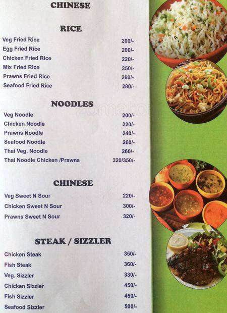 Menu at Sameer Bar, Canacona