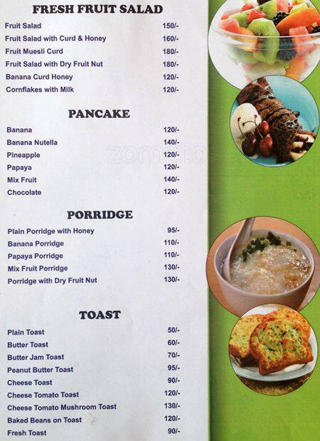 Menu at Sameer Bar, Canacona