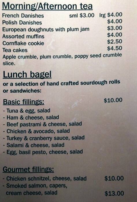Menu at Polish Rye Crust Bakery, Dandenong