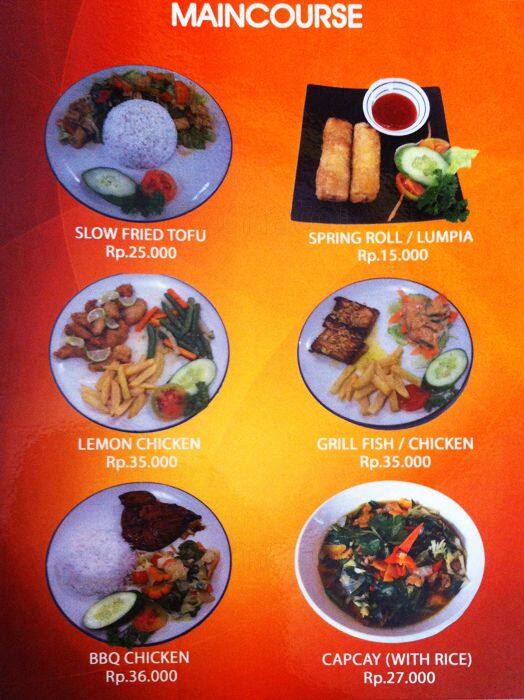 Menu at Click cafe, Ubud