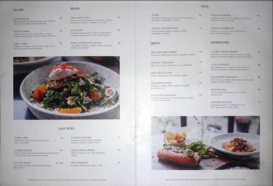 Menu at Park5 Simatupang cafe, South Jakarta