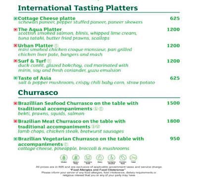 Menu at Urban Kitchen & Bar - Holiday Inn, Kolkata