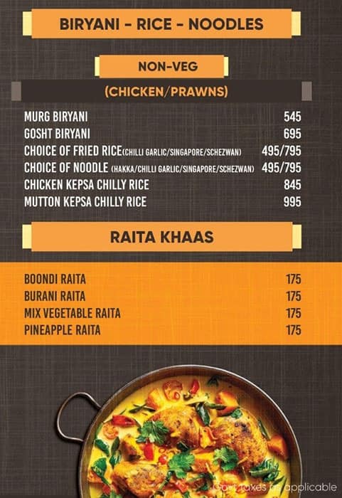 Menu at Club Bombay At Sheesha Sky Lounge, Mumbai