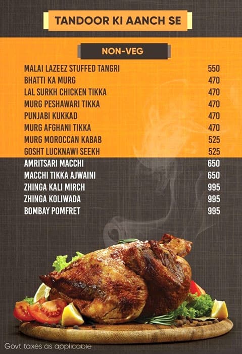Menu at Club Bombay At Sheesha Sky Lounge, Mumbai