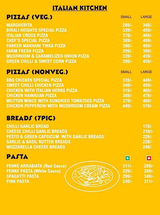 Menu at Birali Heights Cafe & Restaurant, Jodhpur