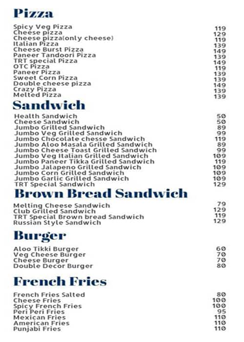 Menu of Tau Ri Tapri, Ratanada, Jodhpur