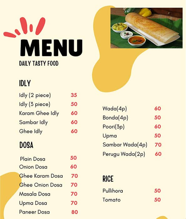 Menu of Melody Foods, Kondapur, Hyderabad