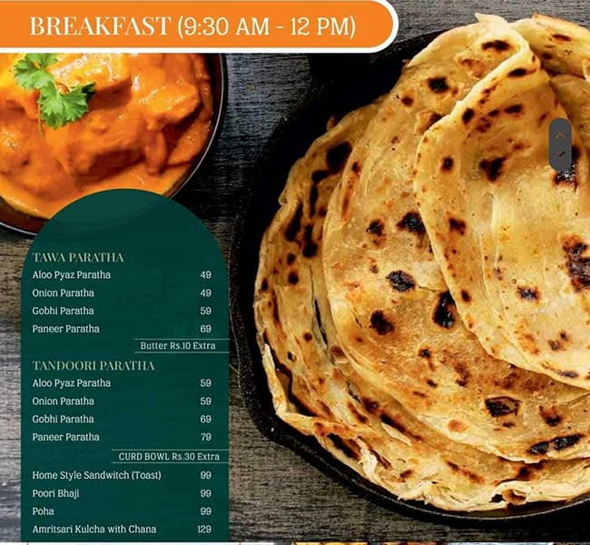 Menu of Chutney house, Ambala Road, Zirakpur