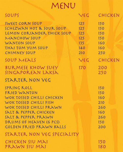 Menu at Kitchen Asia, Kolkata