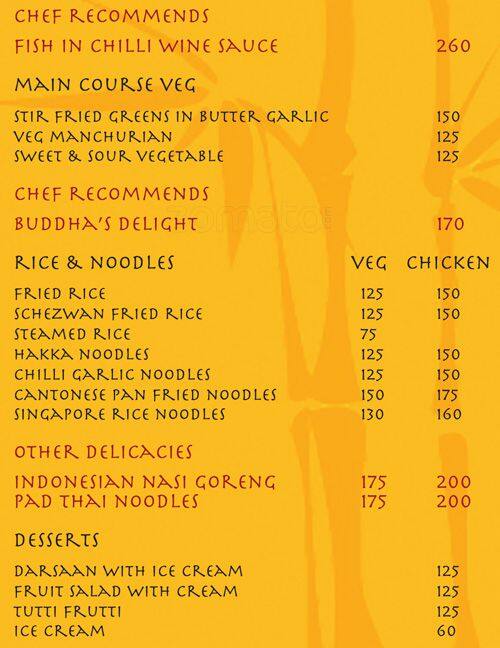 Menu at Kitchen Asia, Kolkata