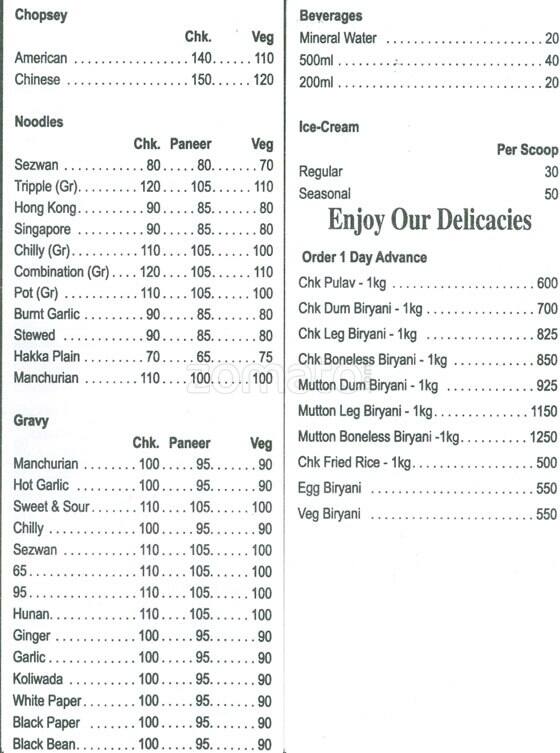 Menu at Indian Tawa Tandoor, Mumbai