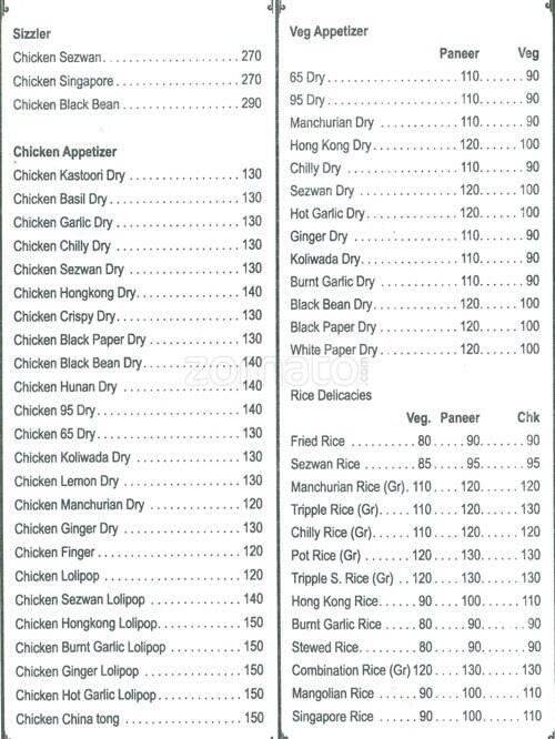 Menu at Indian Tawa Tandoor, Mumbai
