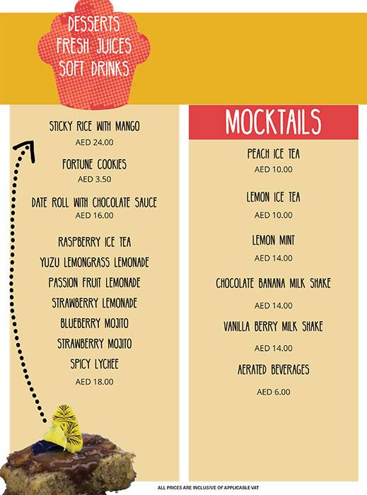 Menu at Soy Express restaurant, Abu Dhabi, Level 1