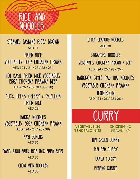 Menu at Soy Express restaurant, Abu Dhabi, Level 1