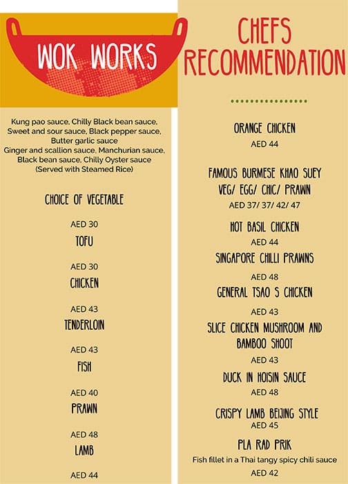 Menu at Soy Express restaurant, Abu Dhabi, Level 1