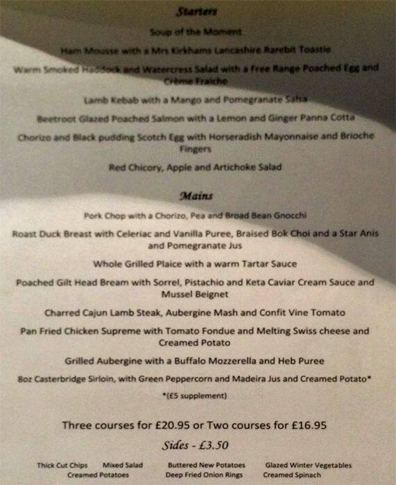 Menu at Clippers Restaurant & Bar, Manchester