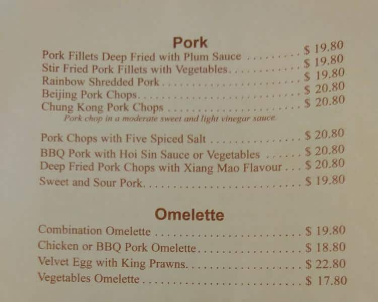 Menu at Choyan Restaurant, Gordon, 9 St Johns Ave