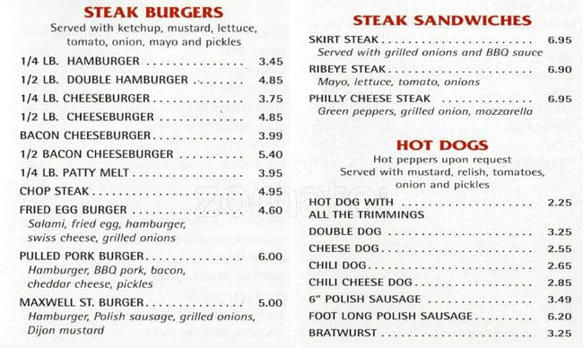 Menu at Shorty's desserts, Wood Dale