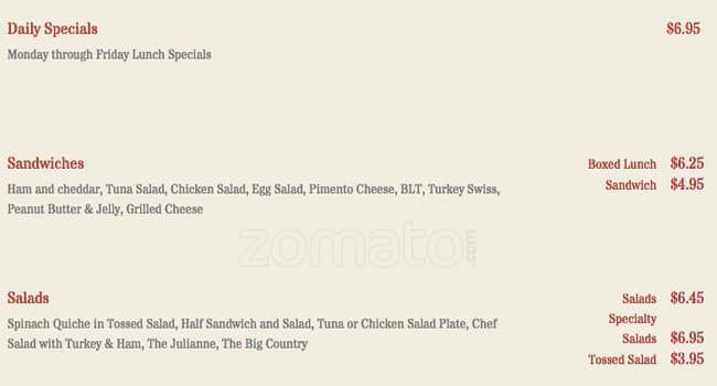 Menu at Texas Pie Company desserts, Kyle