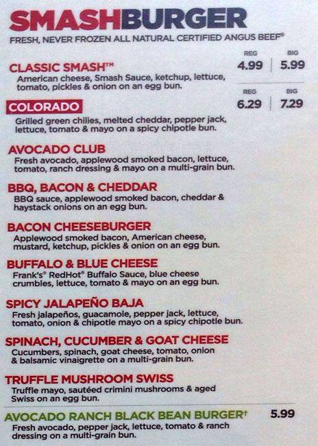 Smashburger Menu, Menu for Smashburger, Hampden, Denver - Urbanspoon/Zomato